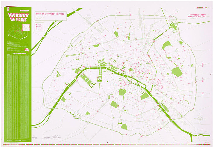 Space Invader Map Of Paris original print – Blackline Gallery