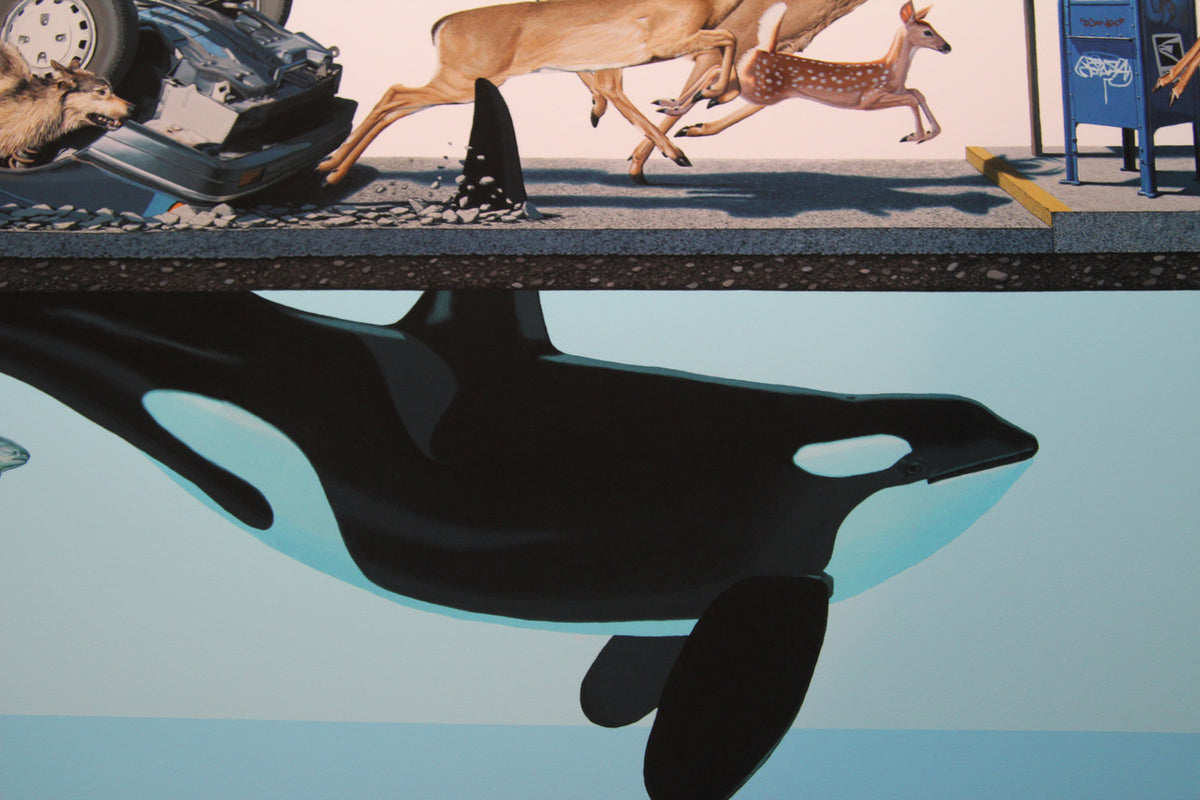 Josh Keyes Stampede original print – Blackline Gallery