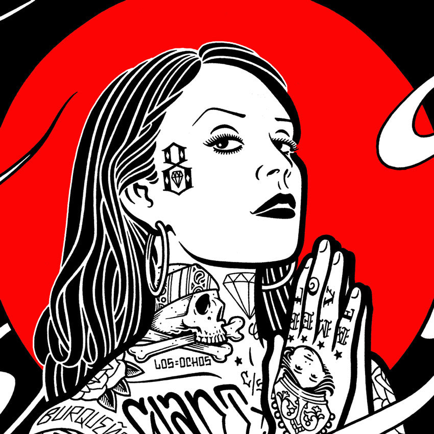 Mike Giant Burning Angel original print – Blackline Gallery